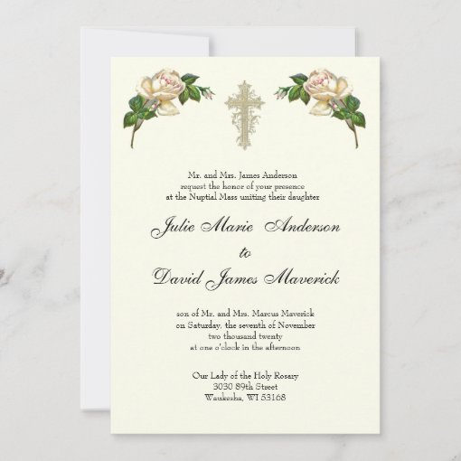 Elegant Christian Cross Wedding Rings Catholic Invitation | Zazzle