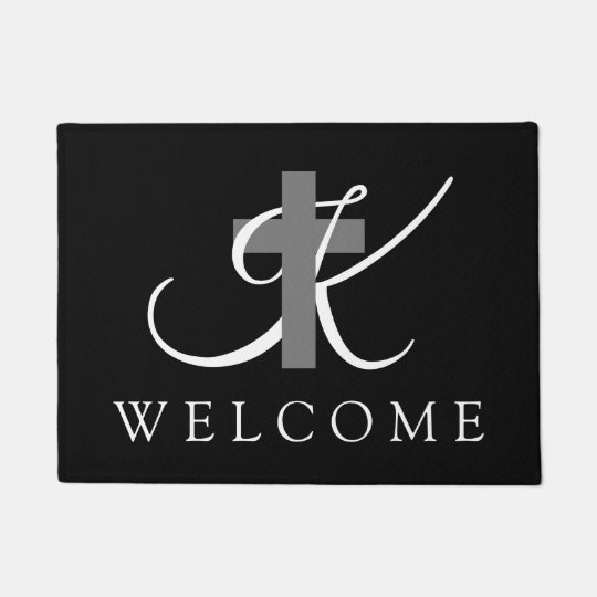 Elegant Christian faith monogram religious cross Doormat | Zazzle.com