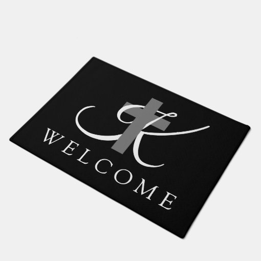 Elegant Christian faith monogram religious cross Doormat | Zazzle