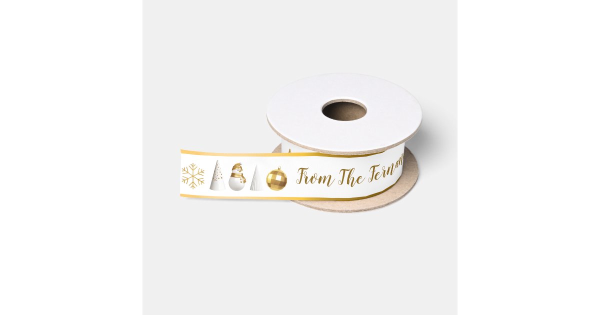Elegant Christmas and Happy New Year Custom Satin Ribbon | Zazzle