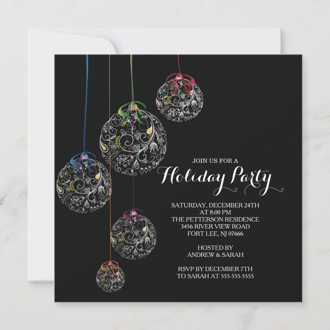 Elegant Christmas Ball Holiday Party Invitation | Zazzle