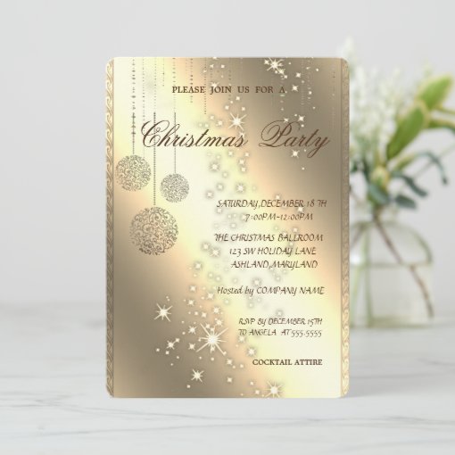 Elegant Christmas Balls,Christmas Party Invitation | Zazzle