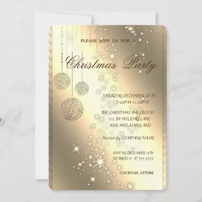 Elegant Christmas Balls,Christmas Party Invitation | Zazzle