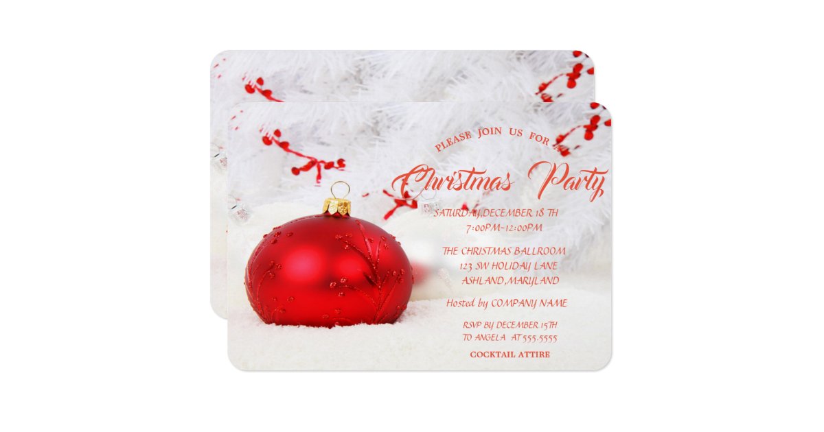 Elegant Christmas Balls Company Christmas Party Invitation | Zazzle.com