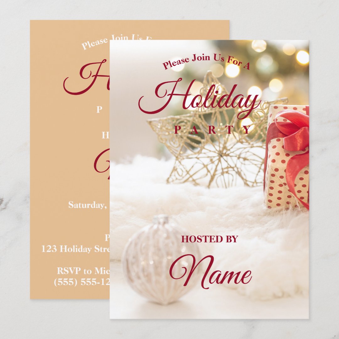 Elegant Christmas Balls, Corporate Christmas Party Invitation | Zazzle