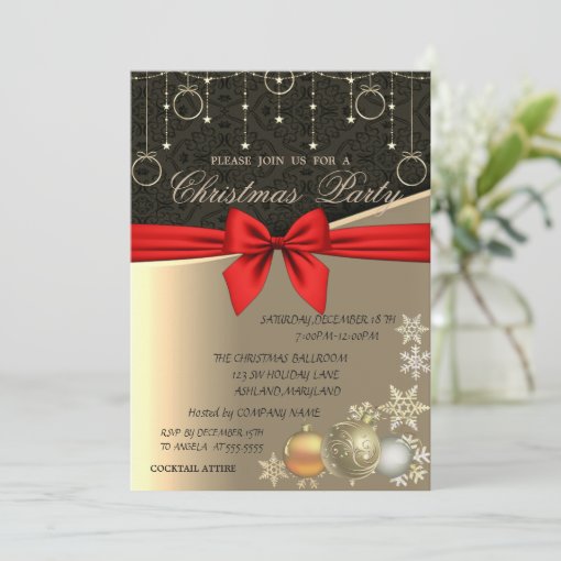 Elegant Christmas Balls, Corporate Christmas Party Invitation | Zazzle