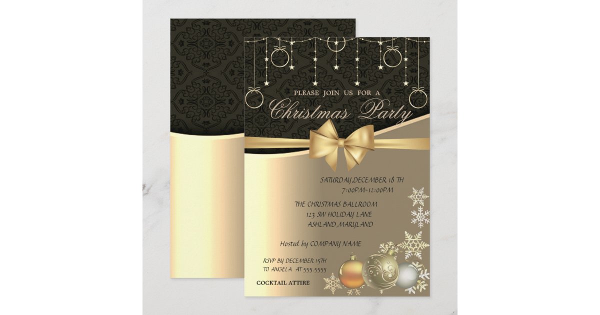 Elegant Christmas Balls, Corporate Christmas Party Invitation | Zazzle
