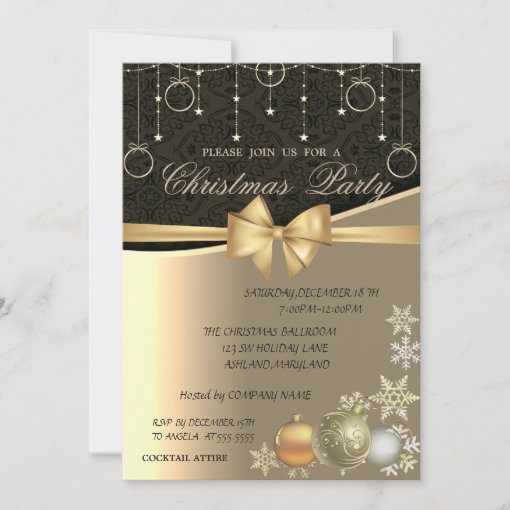 Elegant Christmas Balls, Corporate Christmas Party Invitation | Zazzle
