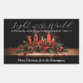 Elegant Christmas Bible Verse Light of the World Rectangular Sticker ...