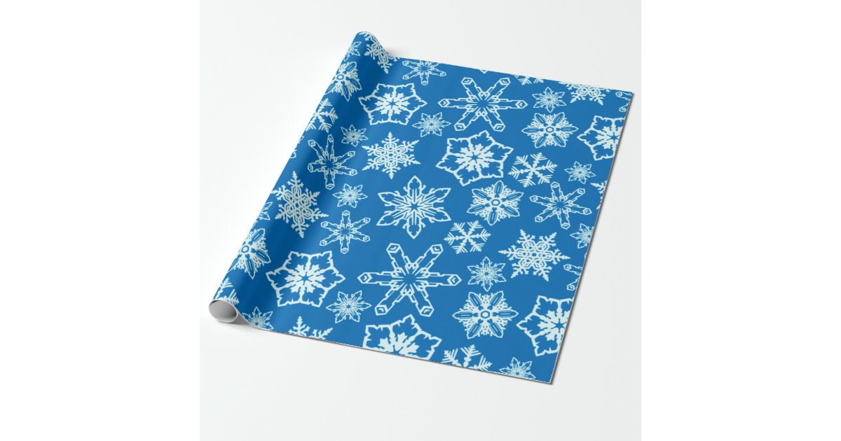 Elegant Christmas Blue and White Snowflake Pattern Wrapping Paper | Zazzle