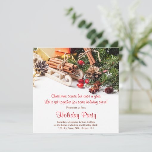 Elegant Christmas Decorations Holiday Party Invitation | Zazzle