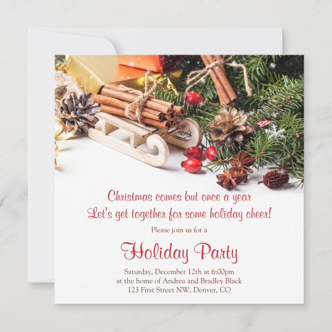 Elegant Christmas Decorations Holiday Party Invitation | Zazzle