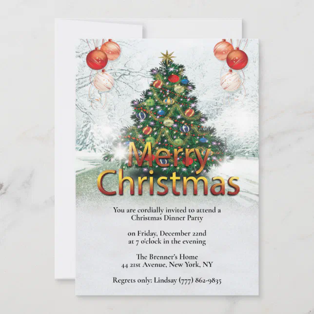Elegant Christmas Design Party Invitation | Zazzle