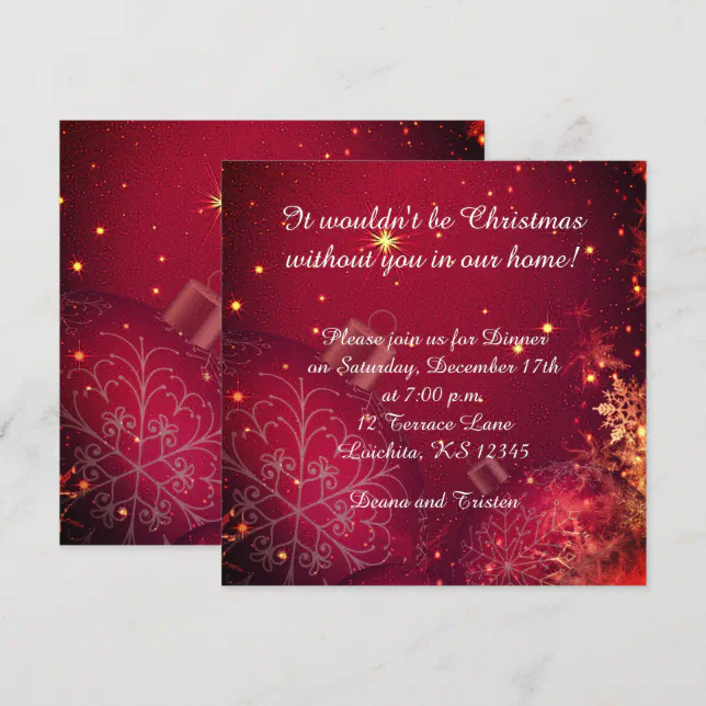 Elegant Christmas Dinner Square Invitation | Zazzle