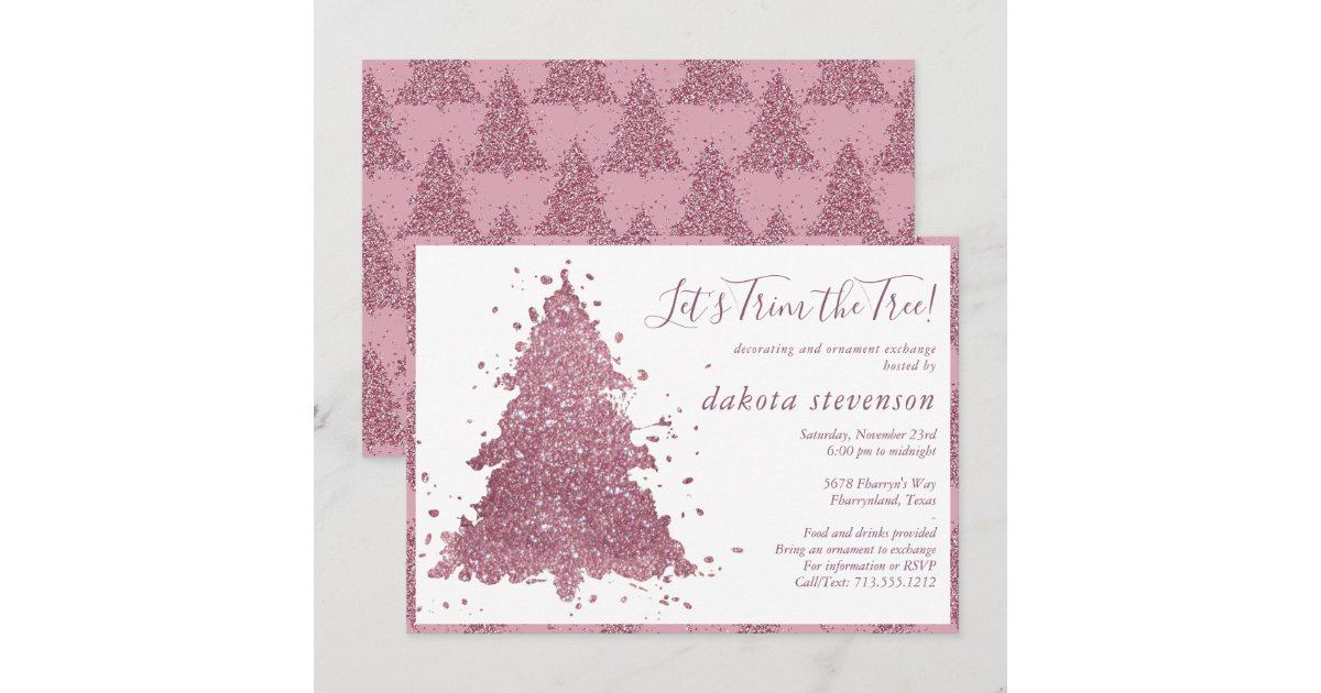 Elegant Christmas | Dusty Mauve Pink Tree Trimming Holiday Card | Zazzle