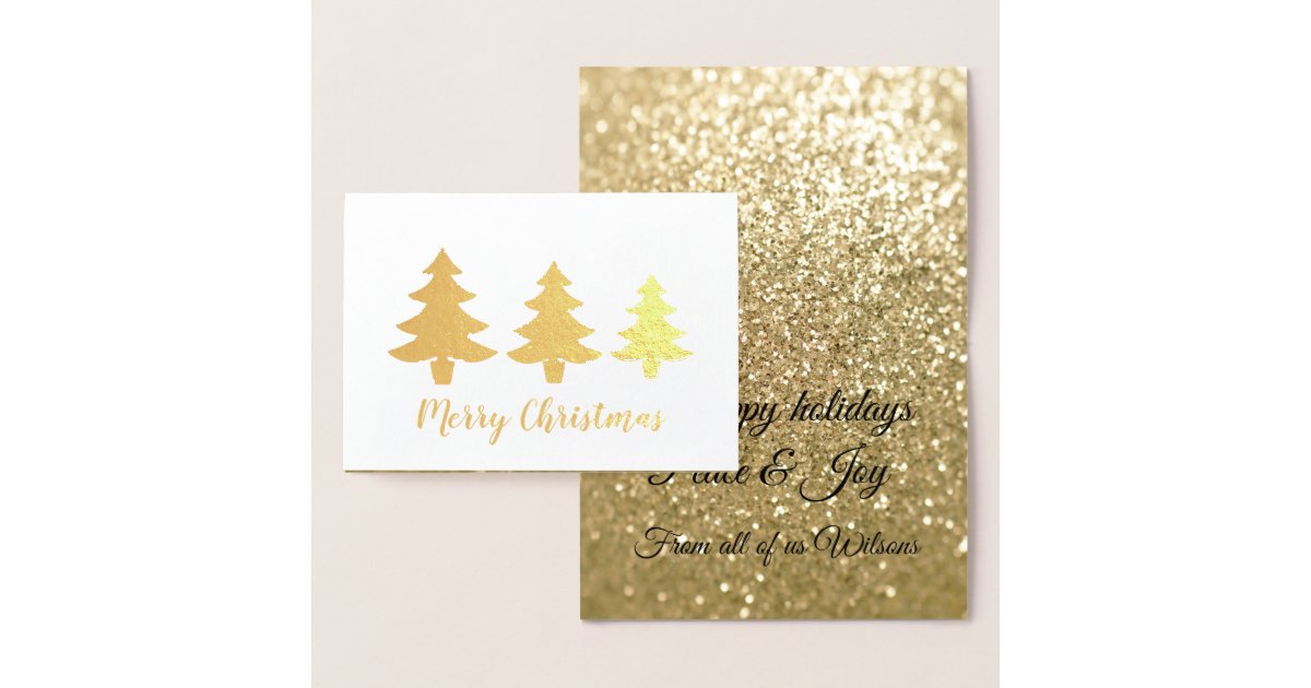 Elegant Christmas gold glittery sparkles Foil Card | Zazzle
