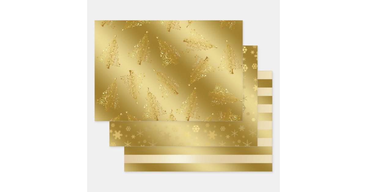 Elegant Christmas gold pattern Wrapping Paper Sheets | Zazzle