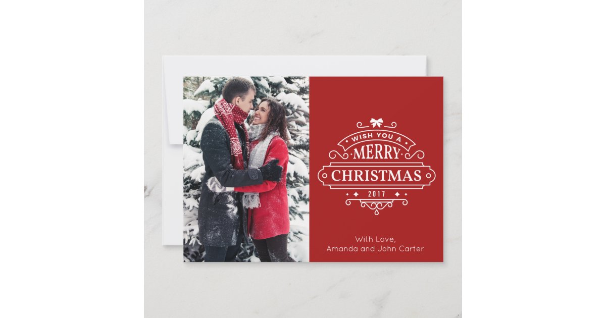 Elegant Christmas Greetings Vertical Photo Card | Zazzle