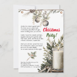 Elegant Christmas Holiday Candle Party Invitation | Zazzle
