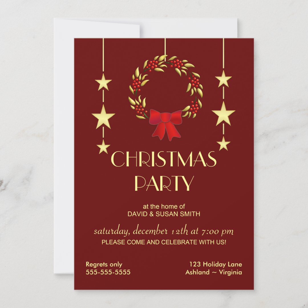 Elegant Christmas Holiday Party Invitations | Zazzle