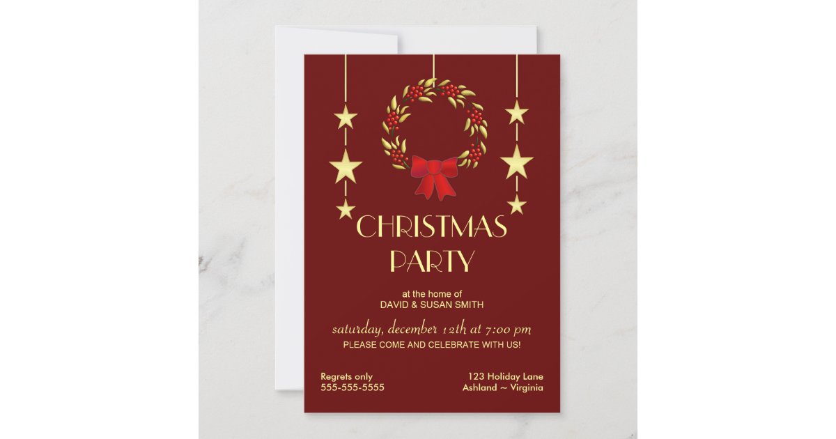 Elegant Christmas Holiday Party Invitations | Zazzle
