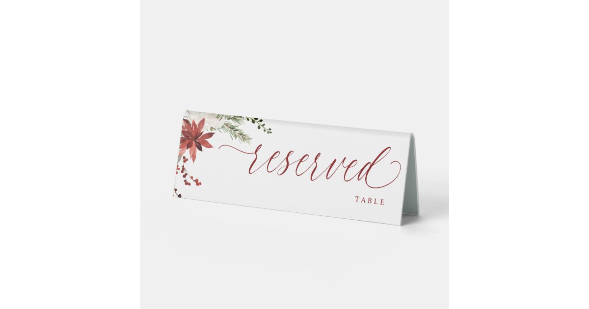 Elegant Christmas Holiday Reserved Table Tent | Zazzle