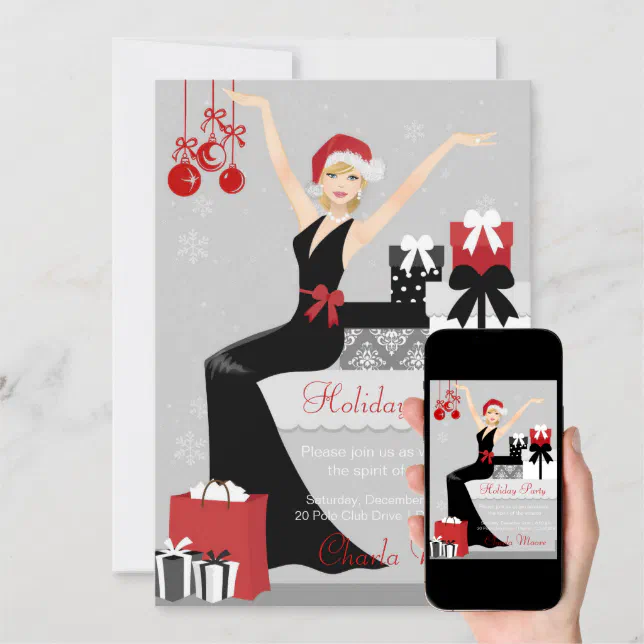 Elegant Christmas Invitations Party Gifts Invite | Zazzle