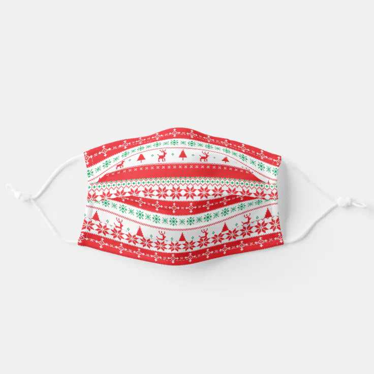 Elegant Christmas Knitted Pattern | Face Mask | Zazzle