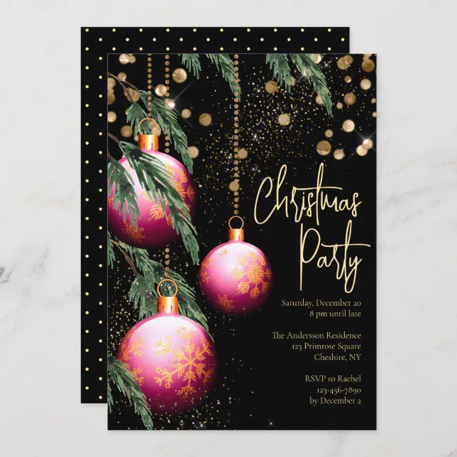Elegant Christmas Party Custom Invitation | Zazzle