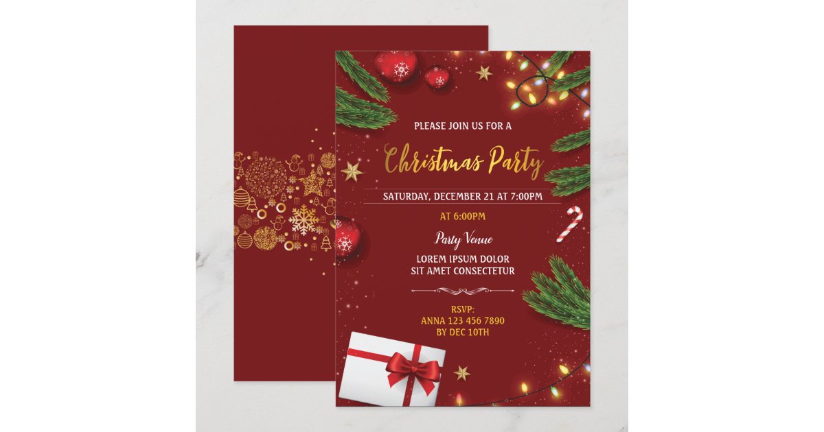 Elegant Christmas Party Invitation | Zazzle