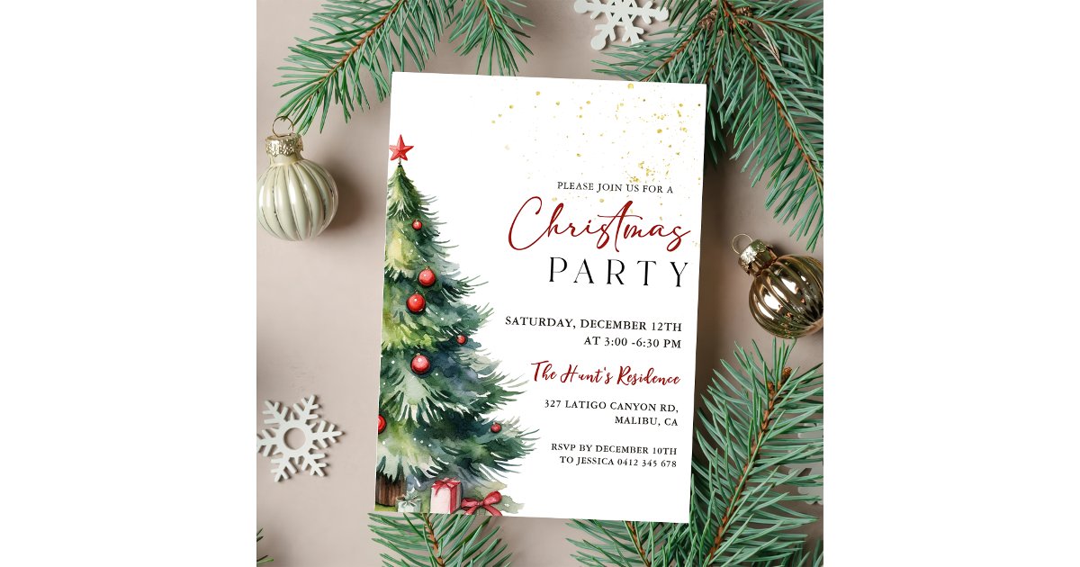 Elegant Christmas Party Invitation | Zazzle