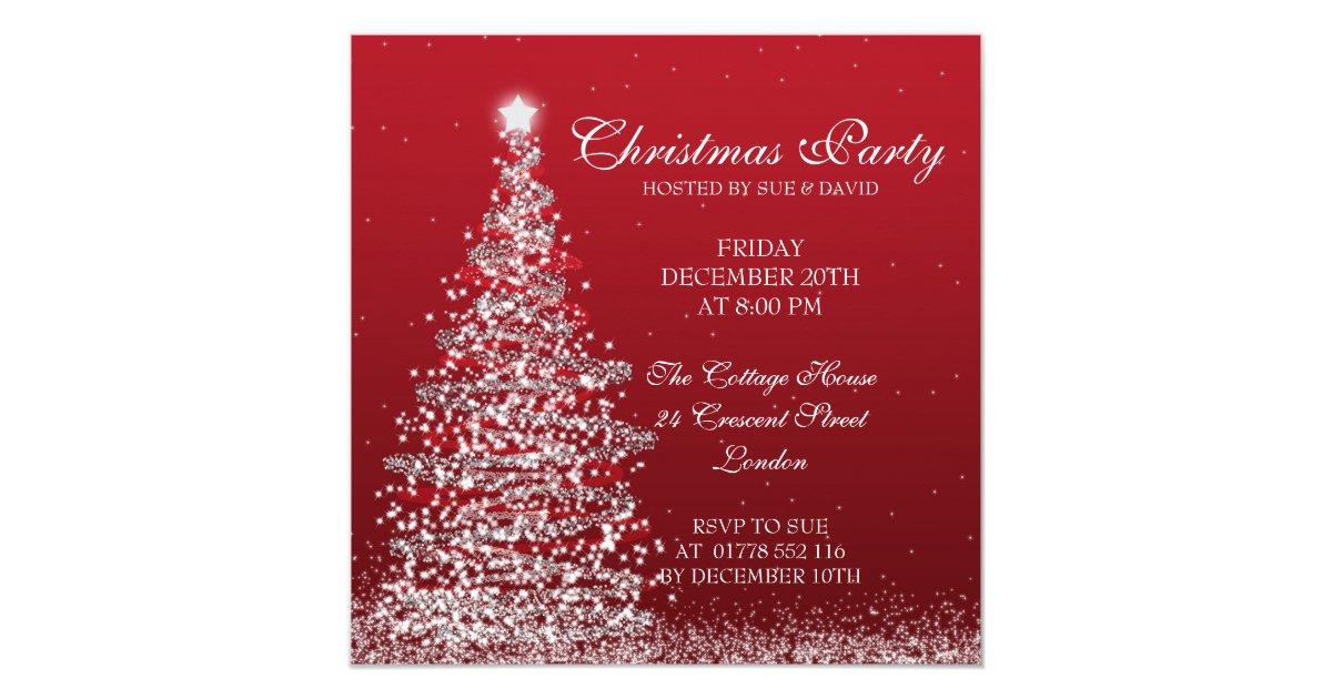 Elegant Christmas Party Red Invitation | Zazzle.com