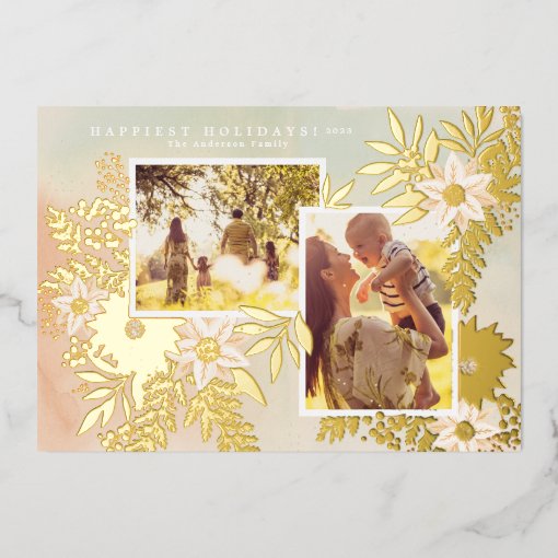 Elegant Christmas Poinsettia Splendor Foil Holiday Card | Zazzle