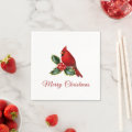 Elegant Christmas Red Cardinal Bird Holly Napkins | Zazzle