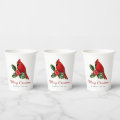 Elegant Christmas Red Cardinal Bird Holly Paper Cups | Zazzle