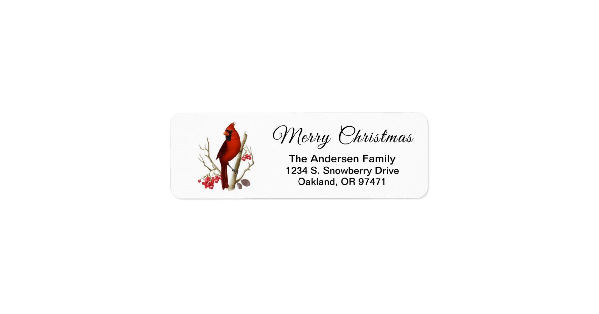 Elegant Christmas Red Cardinal Bird Label | Zazzle