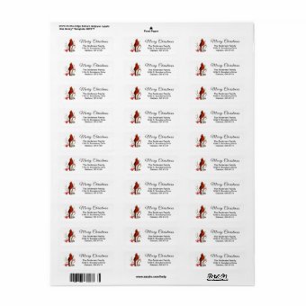 Elegant Christmas Red Cardinal Bird Label | Zazzle