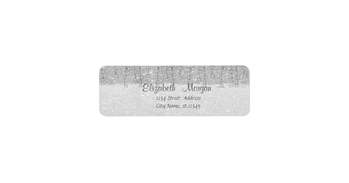 Elegant ,Christmas ,Silver Glittery Label | Zazzle