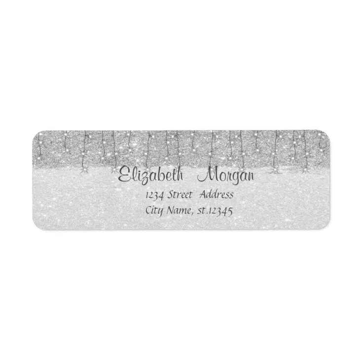 Elegant ,Christmas ,Silver Glittery Label | Zazzle