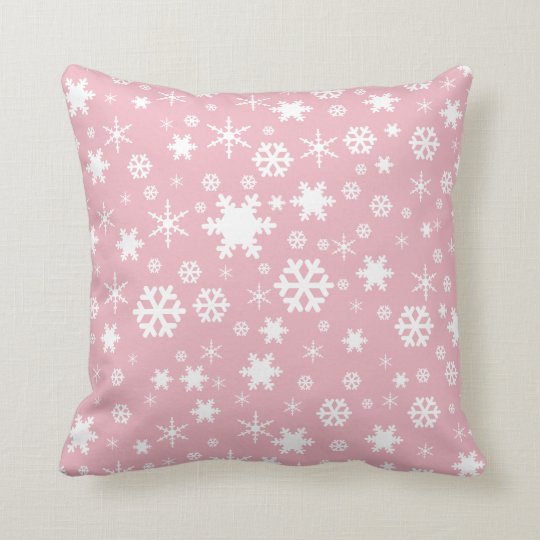 Elegant Christmas snowflake pattern pastel pink Throw Pillow | Zazzle.com