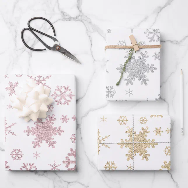 Elegant Christmas snowflake pattern Wrapping Paper Sheets | Zazzle