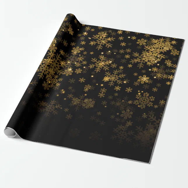 Elegant Christmas Snowflake Sparkle Gold Wrapping Paper | Zazzle