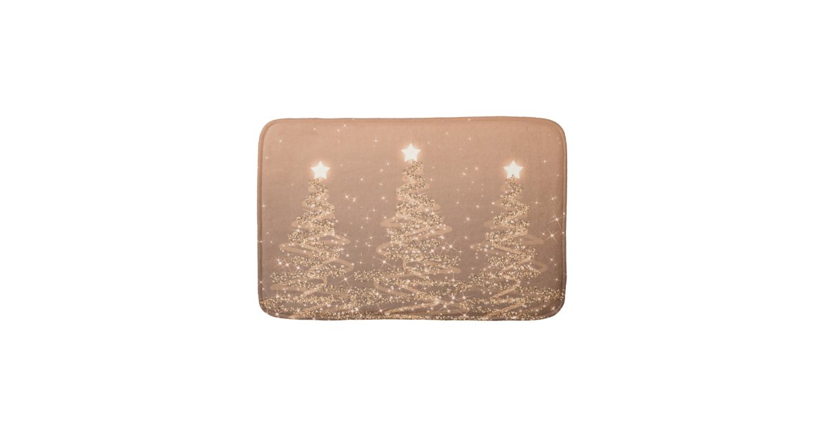 Elegant Christmas Sparkling Trees Copper Bath Mat | Zazzle