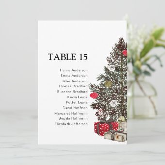Elegant Christmas Table Card Numbers Seating Chart | Zazzle