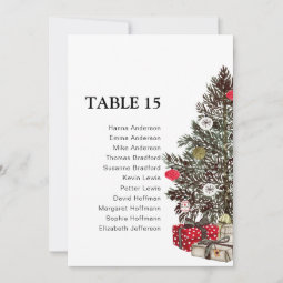 Elegant Christmas Table Card Numbers Seating Chart | Zazzle