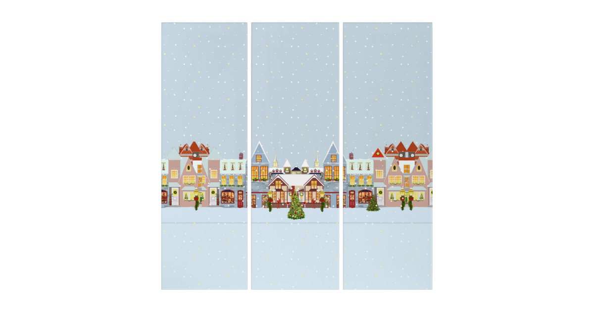 Elegant Christmas Town Acrylic Print Triptych | Zazzle