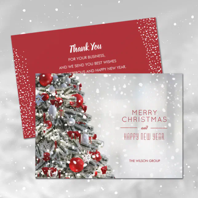 Elegant Christmas Tree Business Holiday Card | Zazzle