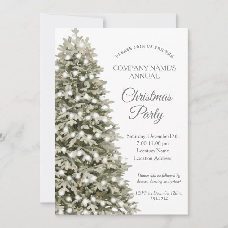 Elegant Christmas Tree Company Holiday Party Invitation | Zazzle