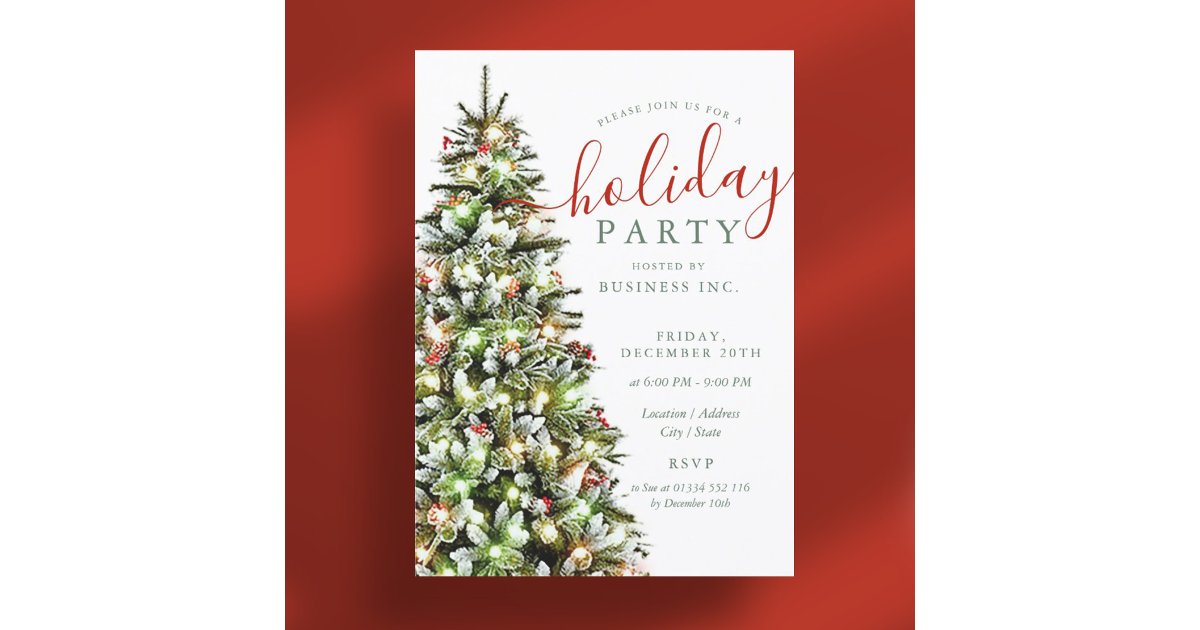 Elegant Christmas Tree Corporate Holiday Party Invitation | Zazzle