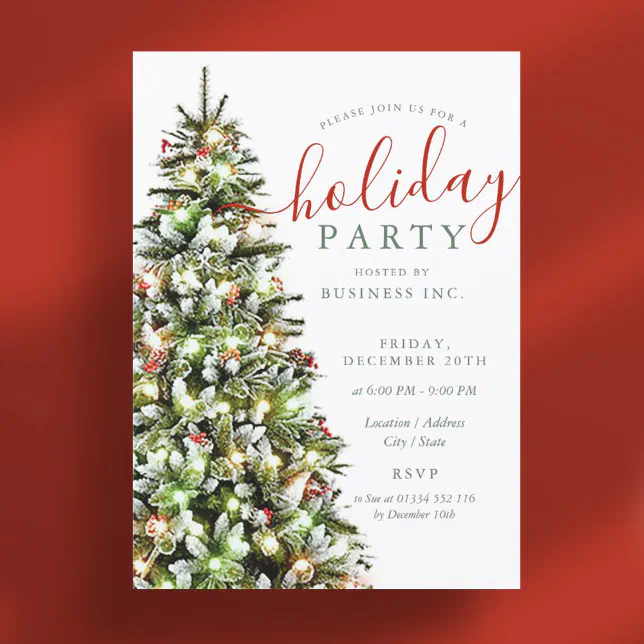 Elegant Christmas Tree Corporate Holiday Party Invitation | Zazzle